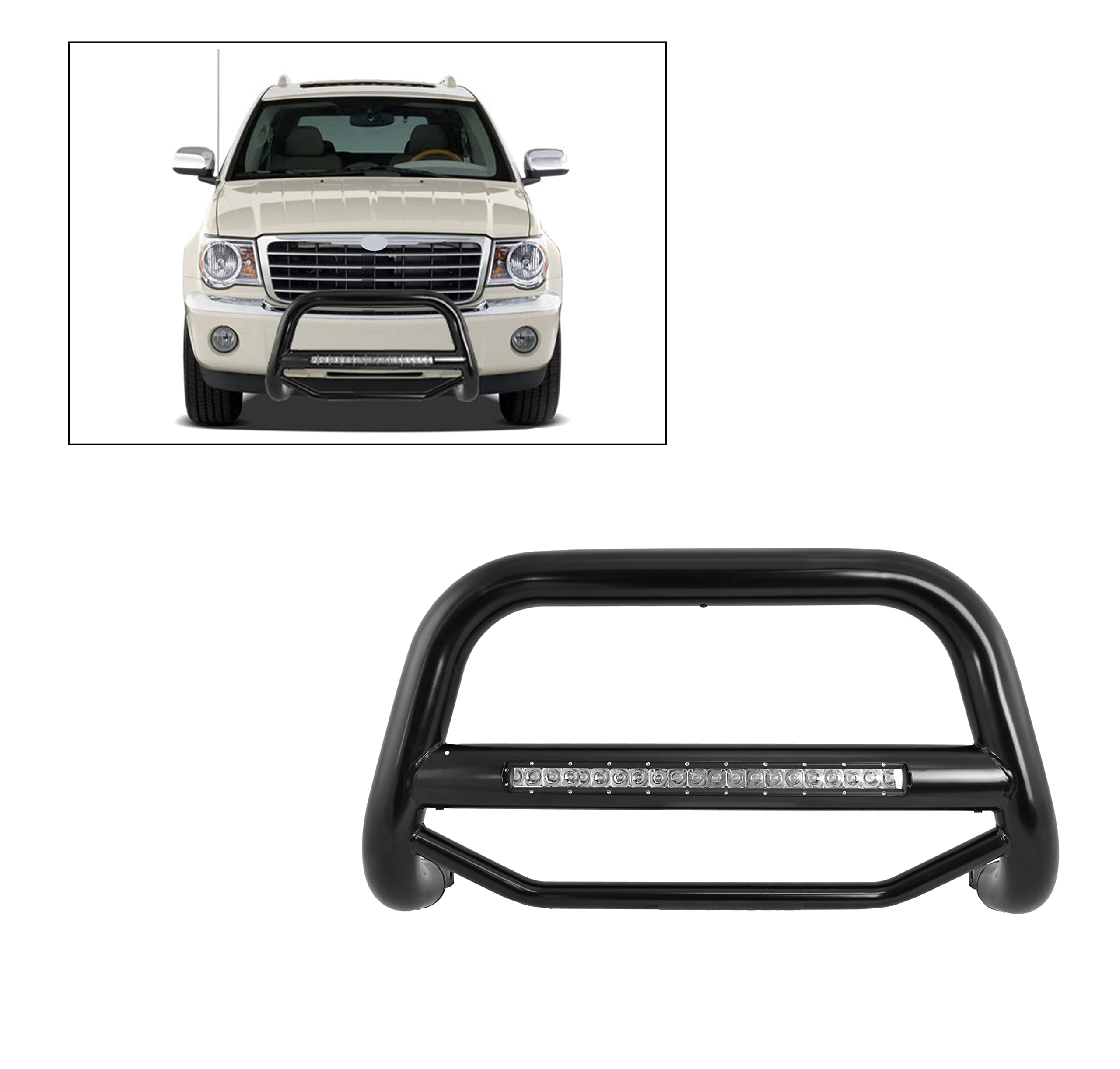 Black Horse MAX BEACON Bull Bar No skid plate Black Compatible with ...