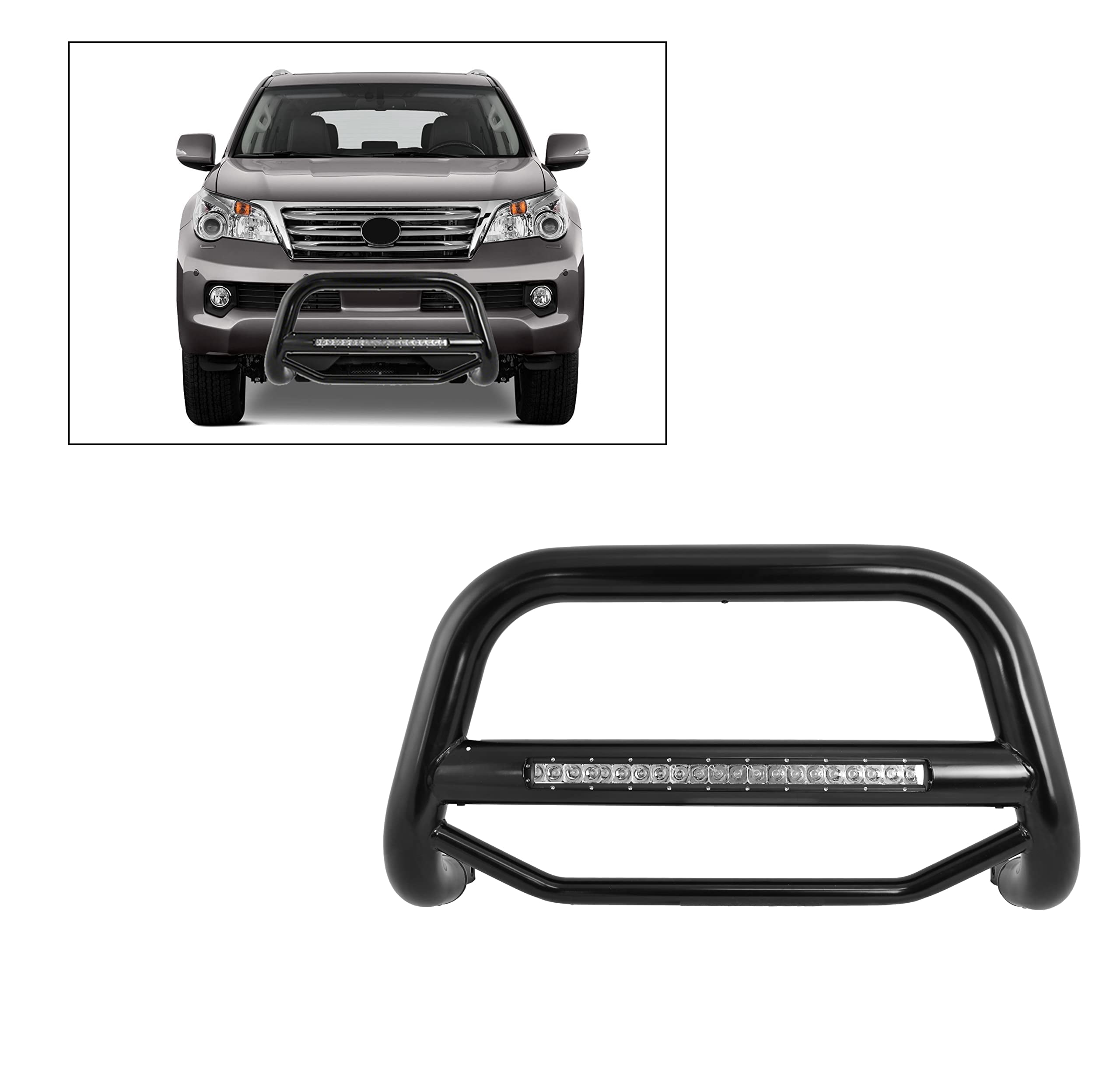 Black Horse Max Beacon Bull Bar No skid plate Black Compatible with ...
