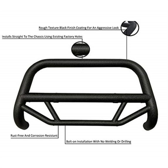 Black Horse Max T Bull Bar Black Textured Mbt Mf612 Fits select: 2020 ...