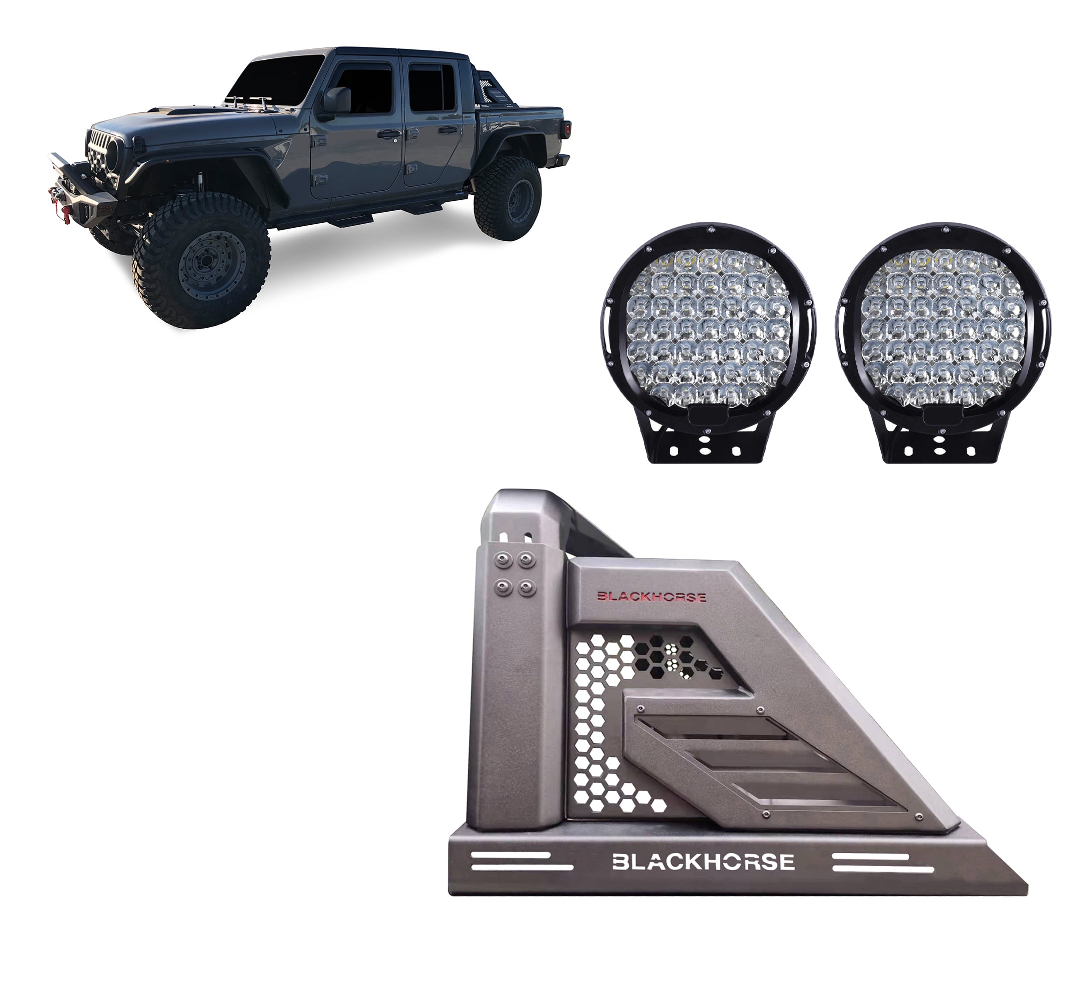 Black Horse Off Road Armour II Roll Bar Kit Black Compatible with 2019 ...
