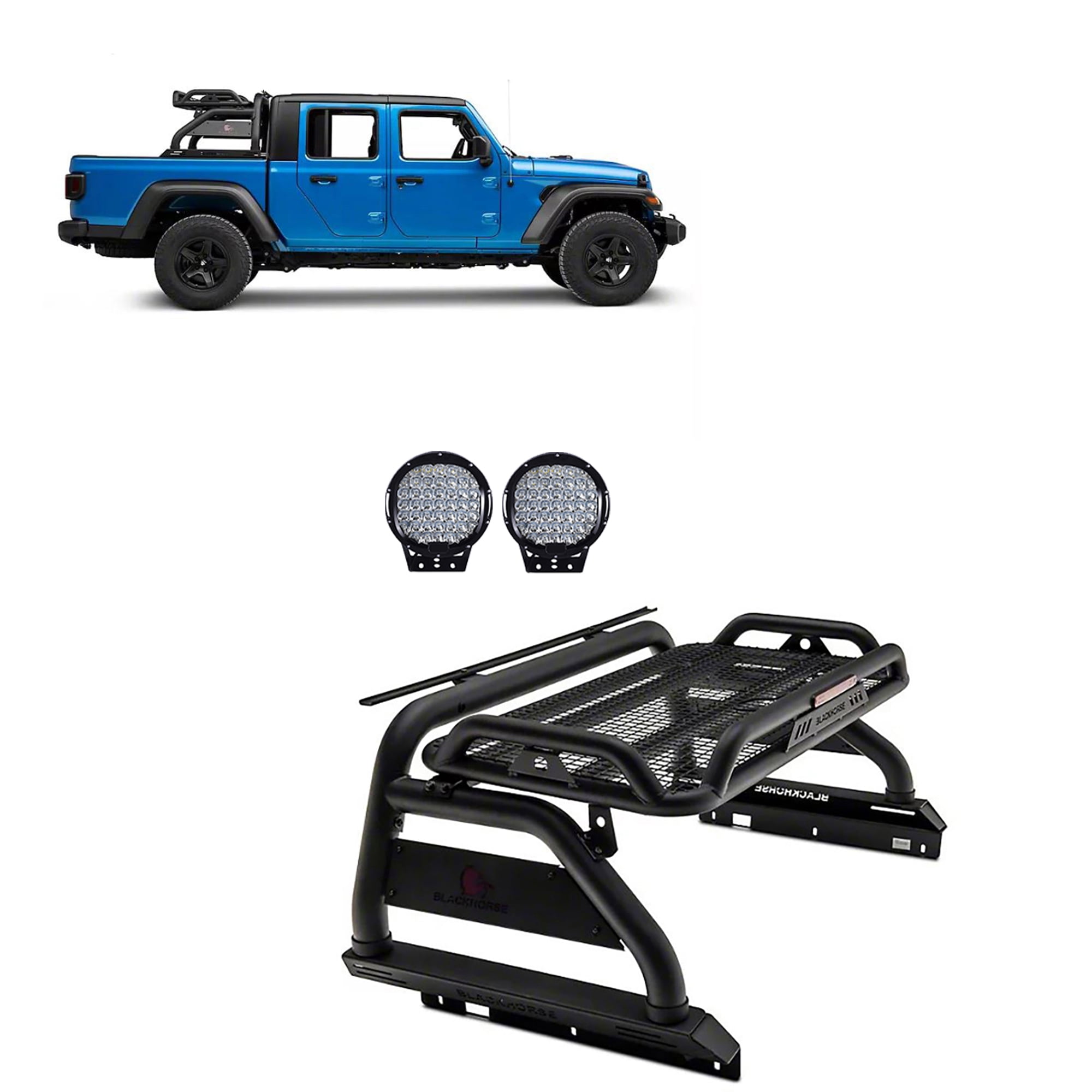 Black Horse Off Road ATRB9BKPL69B Atlas Roll Bar Kit for Jeep Gladiator ...