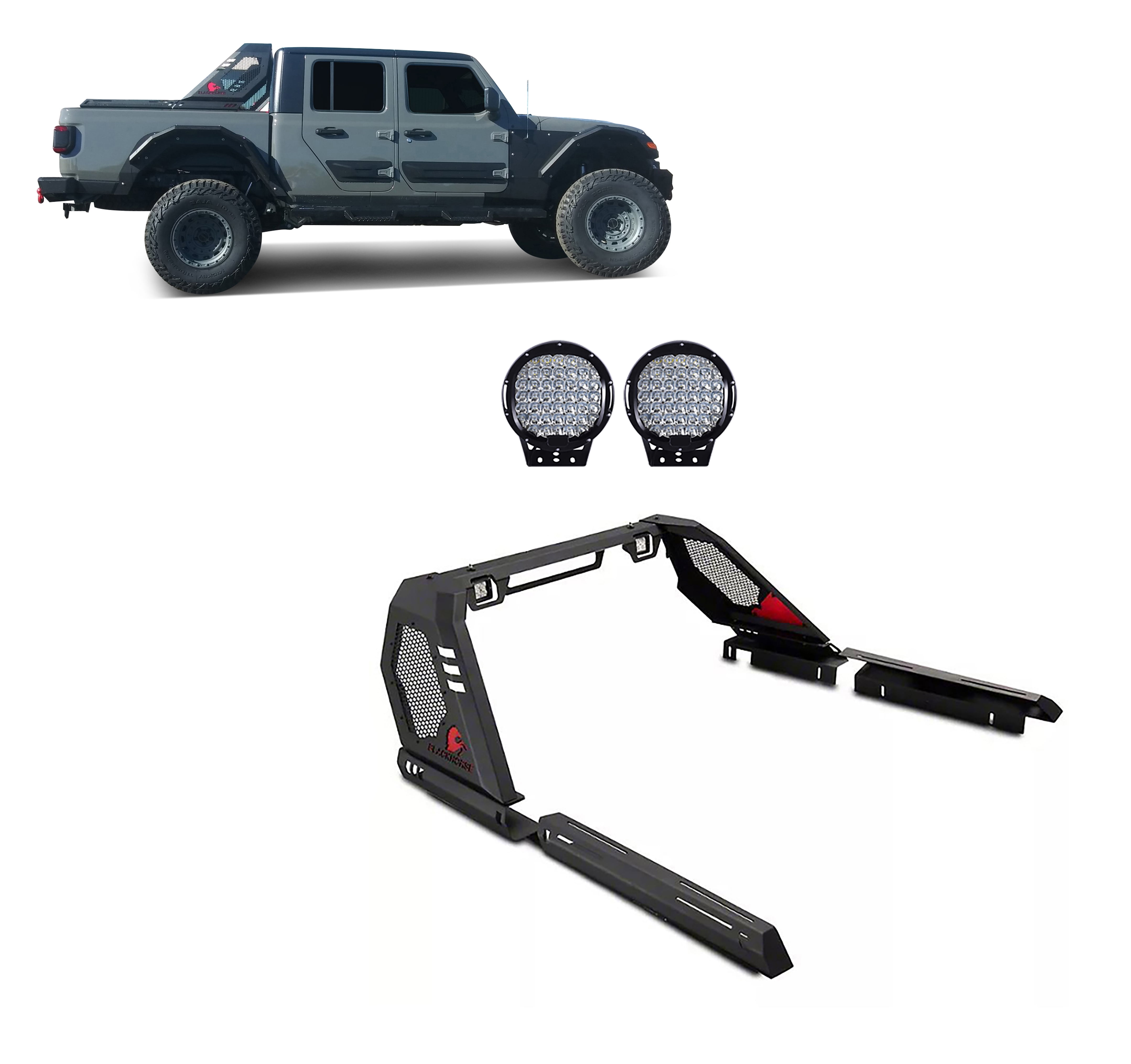 Black Horse Off Road VIRB09BPL69B Vigor Roll Bar for Jeep Gladiator ...