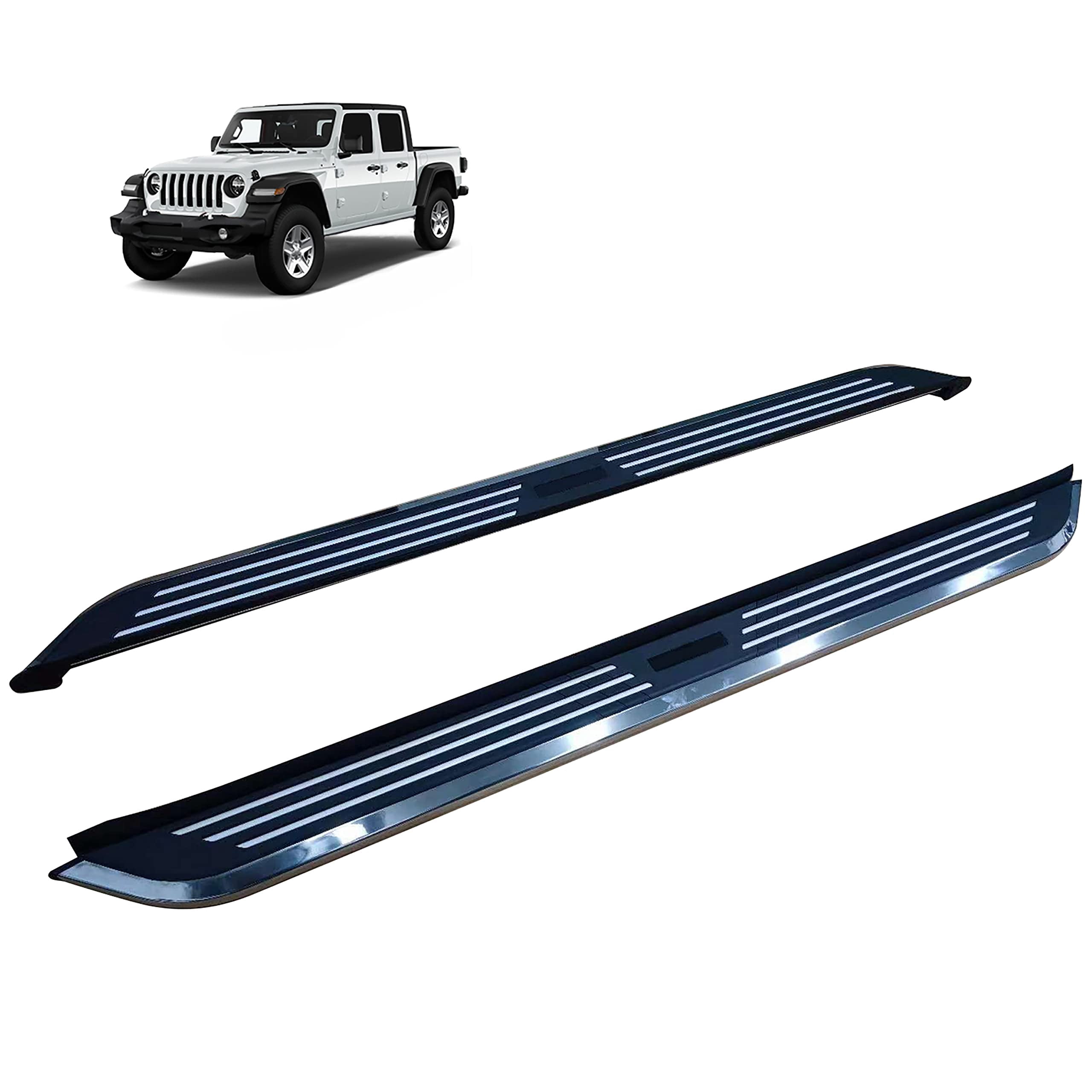 Black Horse Pinnacle Running Boards Black & Silver Compatible with 2020 ...