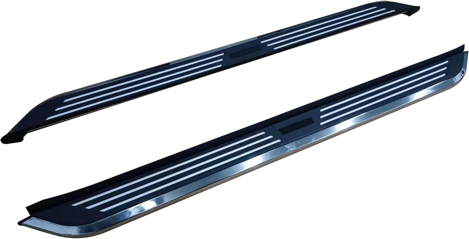 Black Horse Pinnacle Running Boards Black & Silver Compatible with 2007 ...