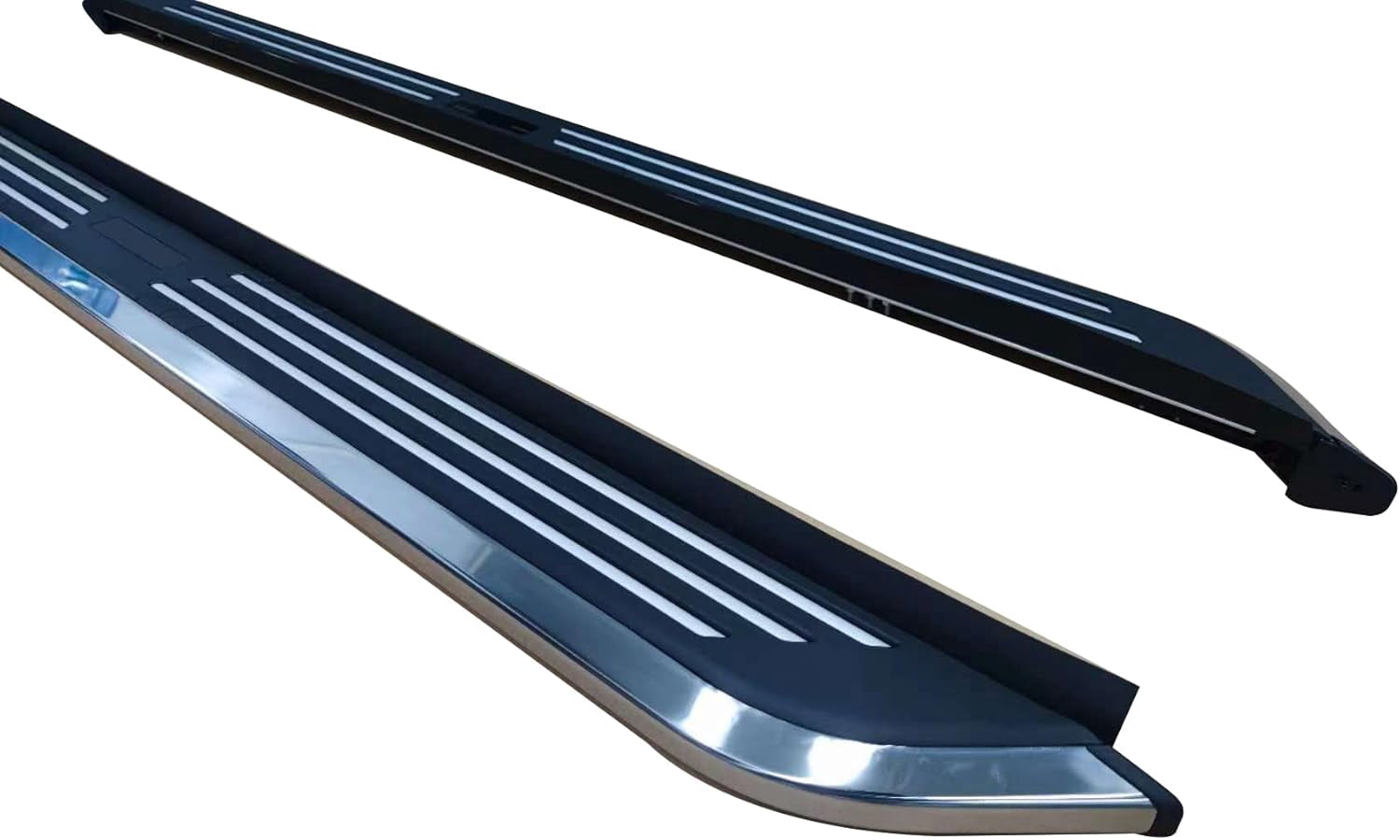 Black Horse Pinnacle Running Boards Black & Silver Compatible with 2008 ...