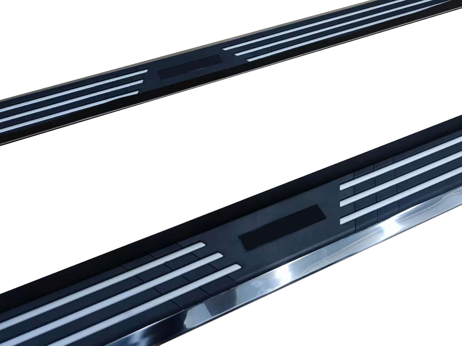 Black Horse Pinnacle Running Boards Black & Silver Compatible with 2014 ...