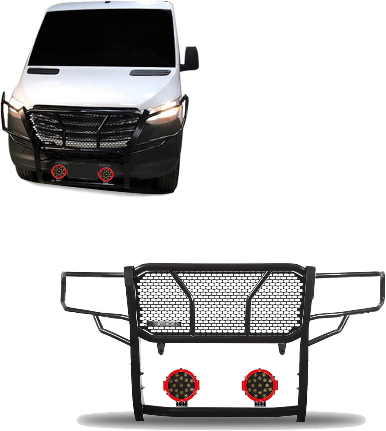 Black Horse RUGGED HD Grille Brush Bumper Guard Modular Black Come With ...