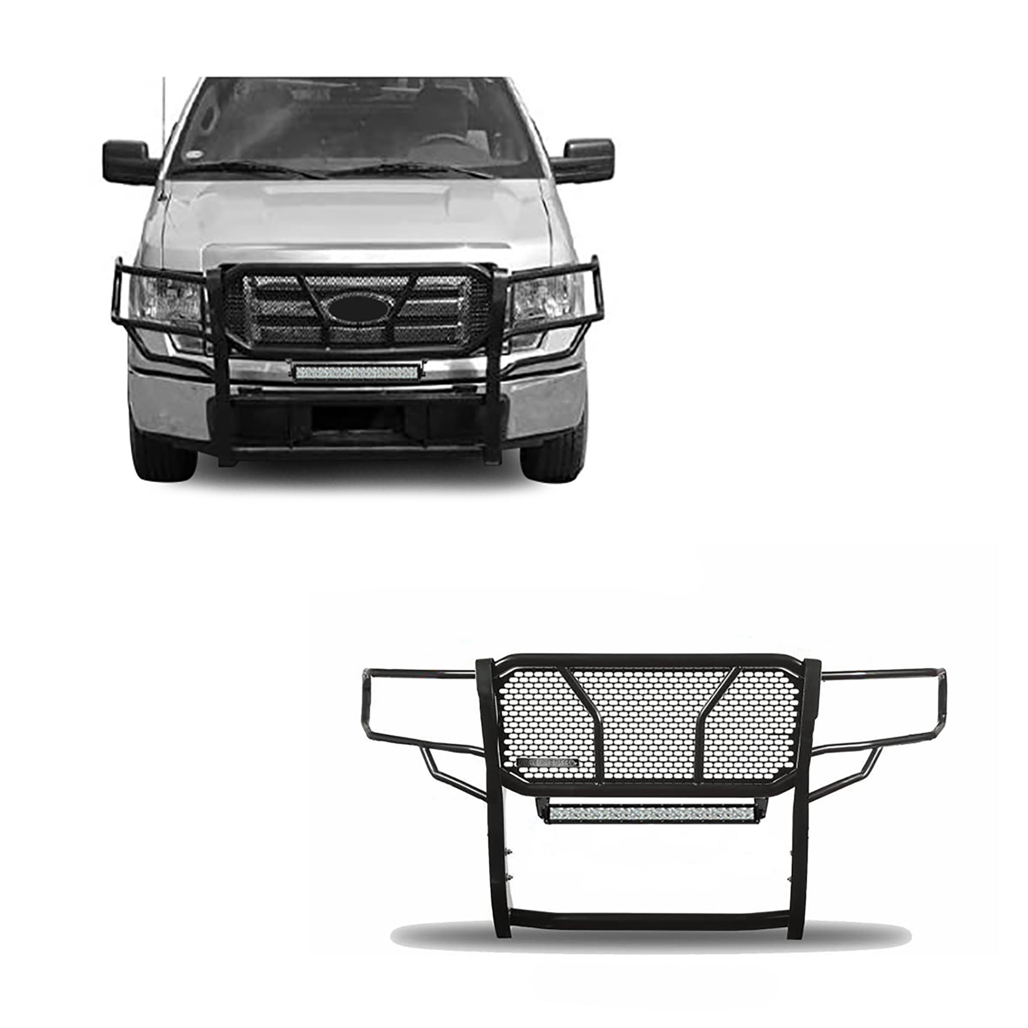 Black Horse RUGGED Heavy Duty Grille Brush Bumper Guard Modular Black ...
