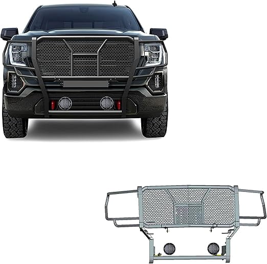 Black Horse RUGGED Heavy Duty Grille Brush Bumper Guard Modular Black ...