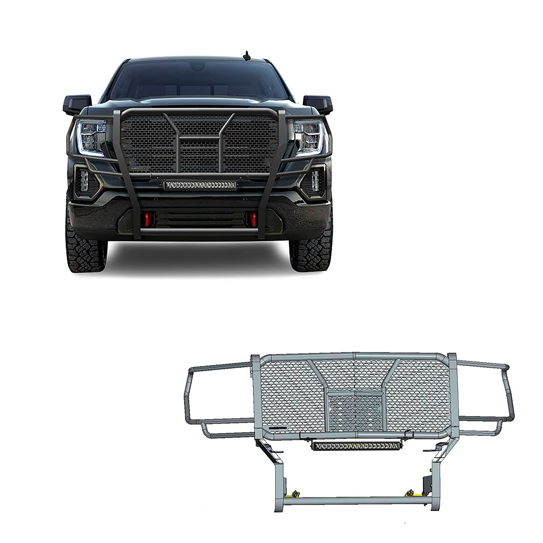 Black Horse RUGGED Heavy Duty Grille Brush Bumper Guard Modular Black ...