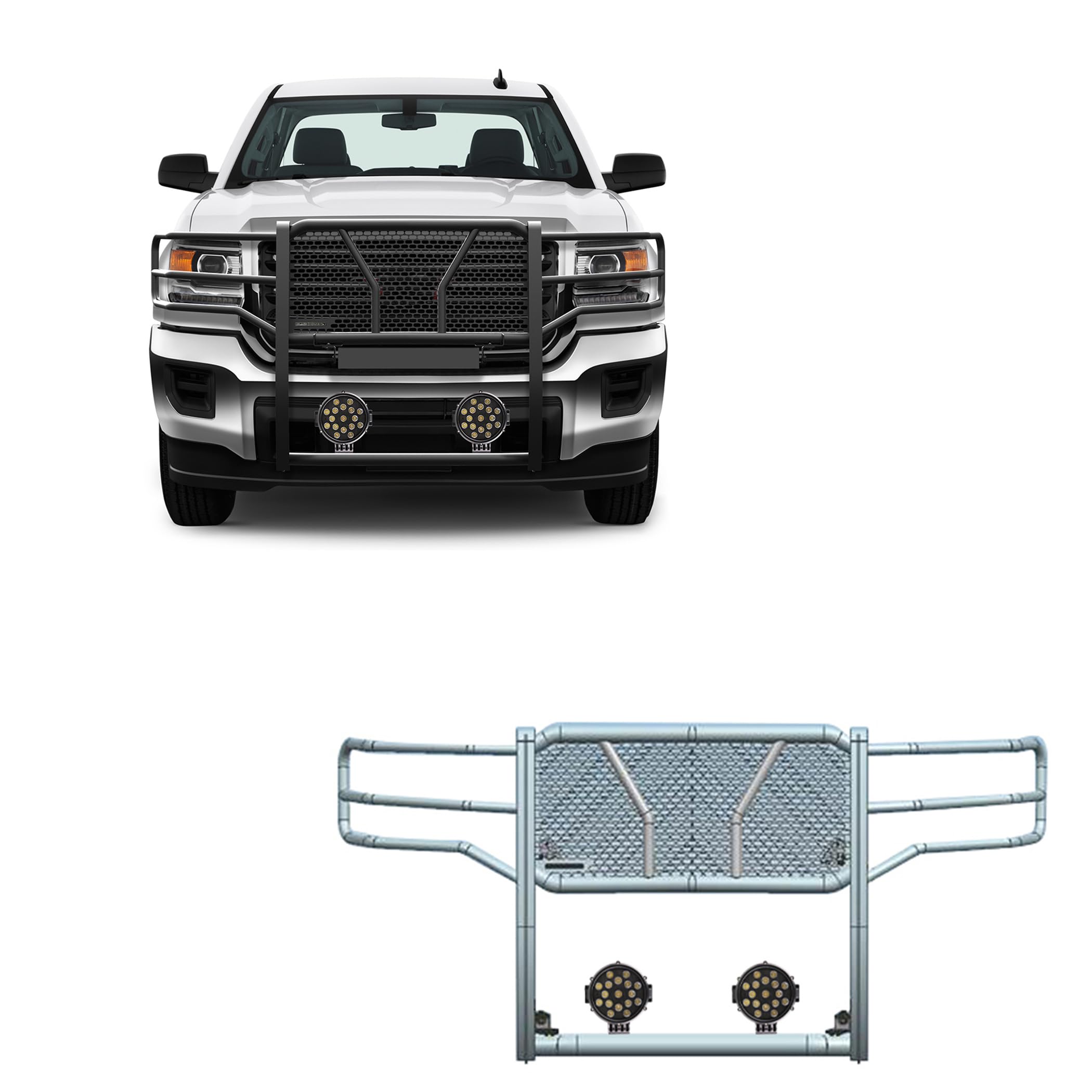 Black Horse RUGGED Heavy Duty Grille Brush Bumper Guard Modular Black ...