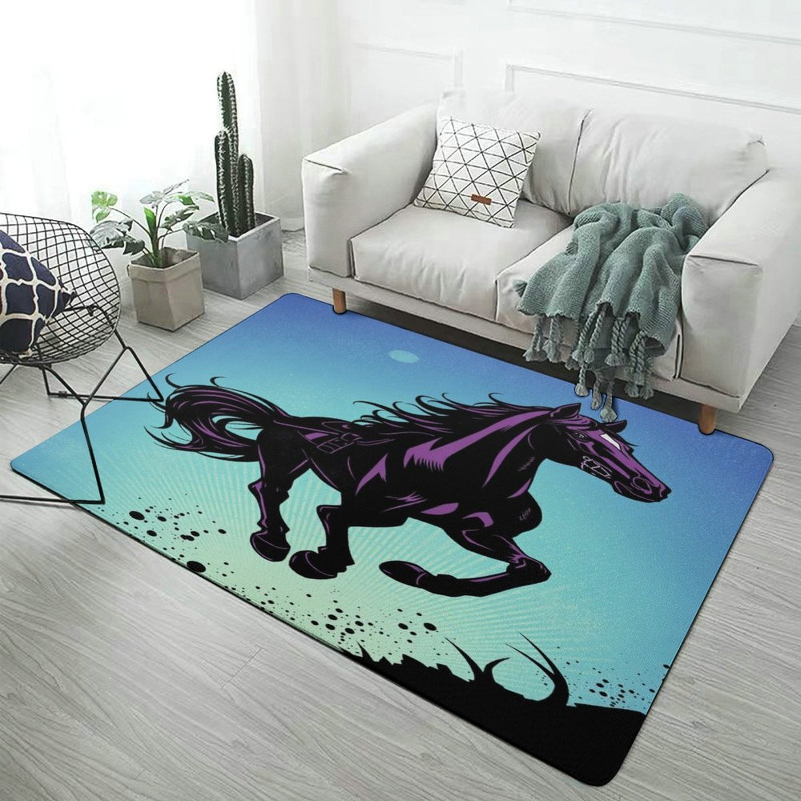Black Horse Running Wild Carpet Large Size Living Room American Style ...