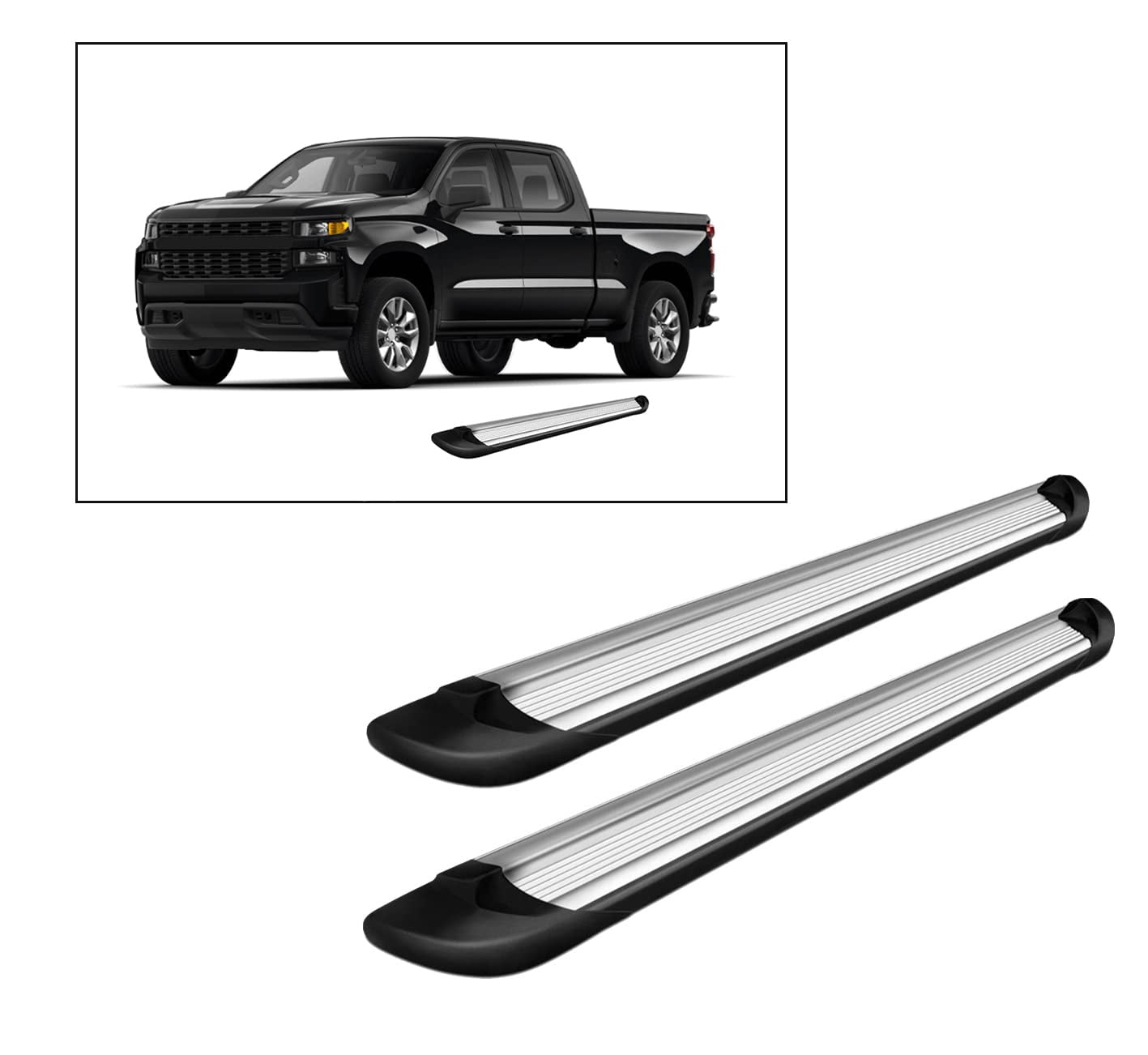 Black Horse Silver Aluminum Transporter Running Boards Compatible with ...