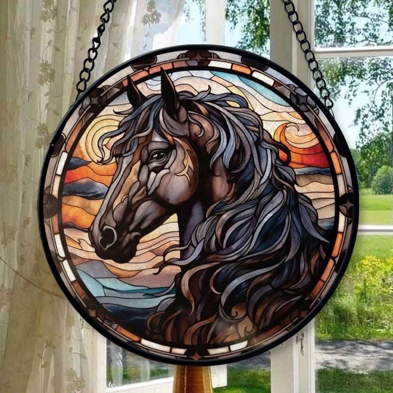 Black Horse: Stained Glass-Style Christmas Ornament - Made With Real ...