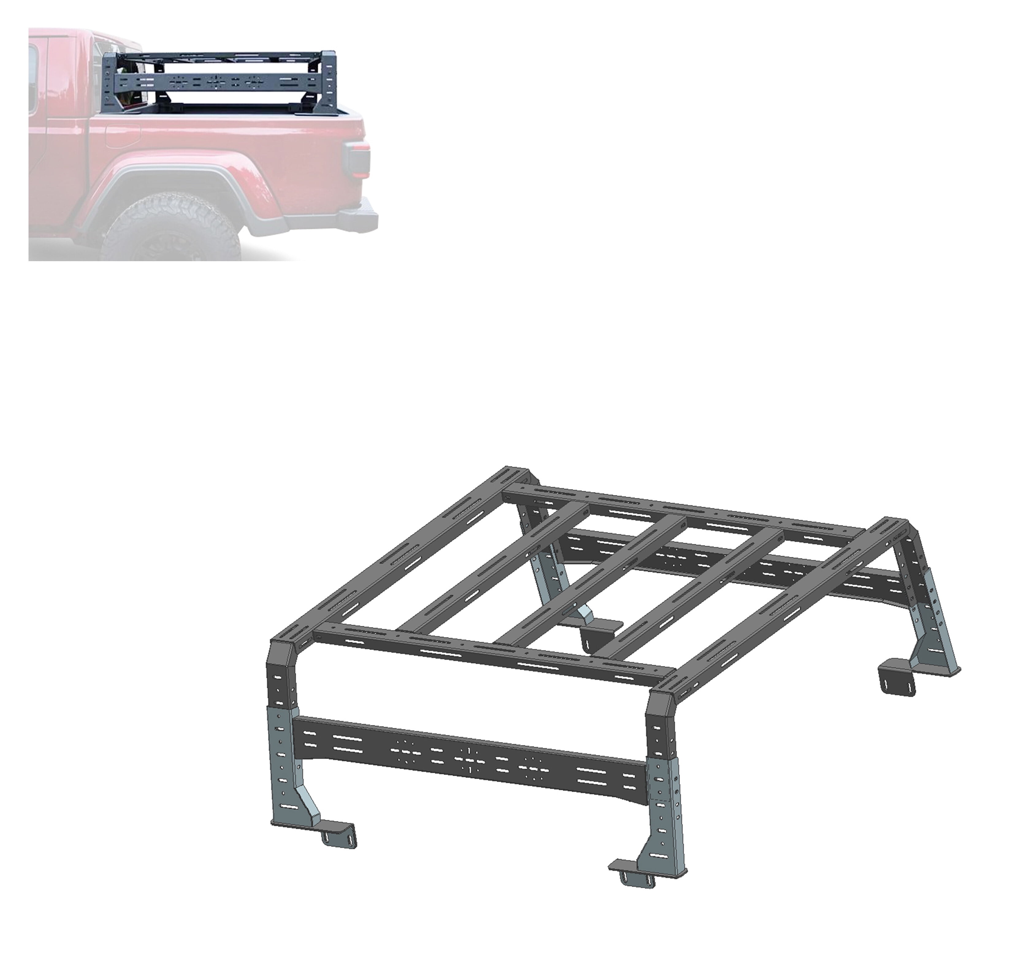 Black Horse TR11B Sandy Black Overland Bed Rack for 2014-2024 Chevrolet ...