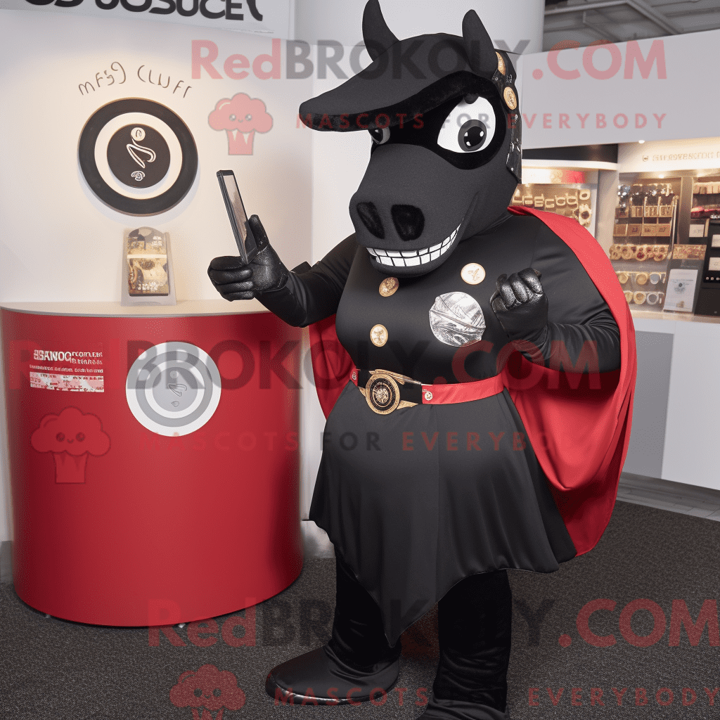Black Horseshoe REDBROKOLY mascot costume character dressed with a Rash ...
