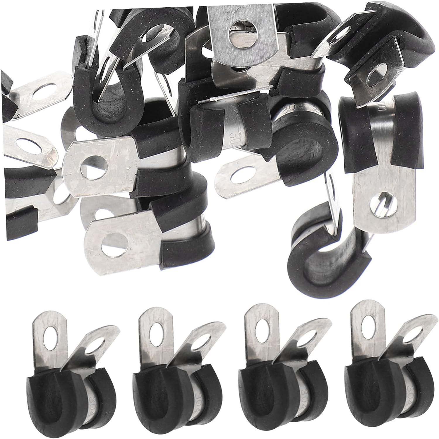 Black Hose Clamp 20 Pcs Clips Wire Fixing Clamps Stainless Wire Clips U ...