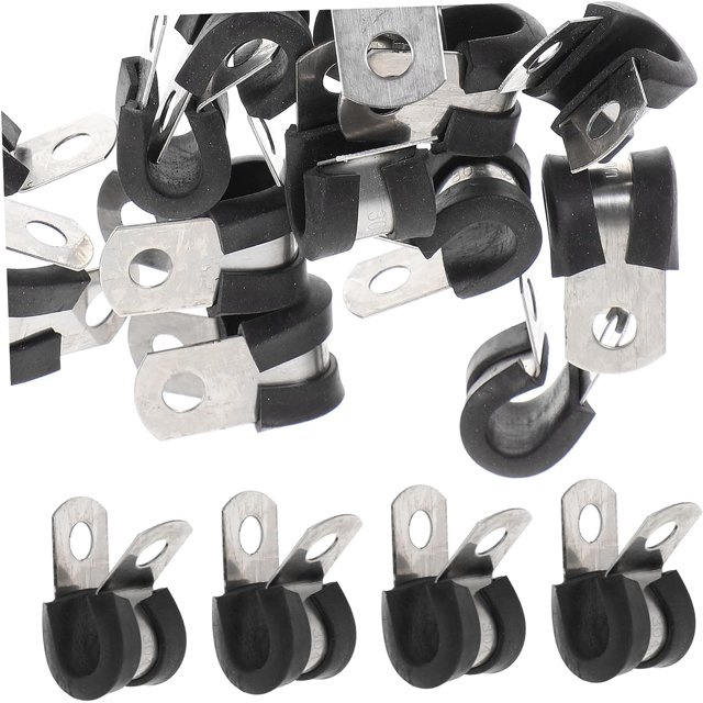 Black Hose Clamp 20 Pcs Clips Wire Fixing Clamps Stainless Wire Clips U ...