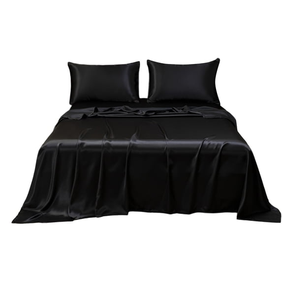 Black Hotel Luxury Sheet Set 4 Piece Bed Sheet Set With Pillowcases 74 ...