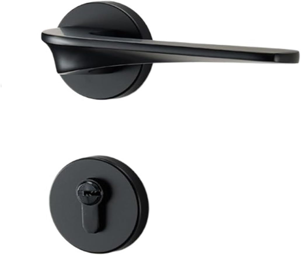 Black Household zinc Alloy Mechanical Door Lock Bedroom Silent Magnetic ...