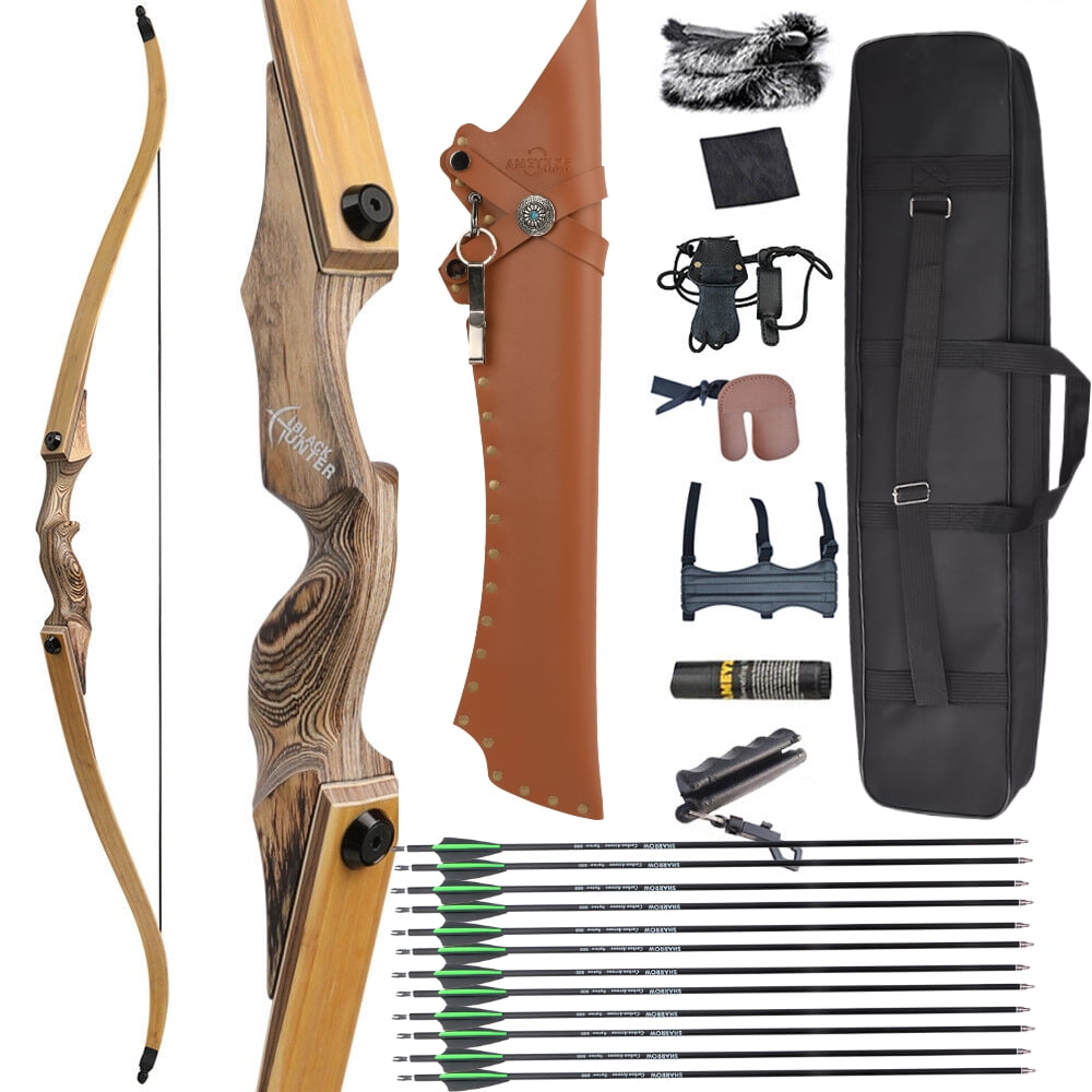 Black Hunter 60" Hunting Takedown Recurve Bow 20-60lbs LH RH - Walmart.com