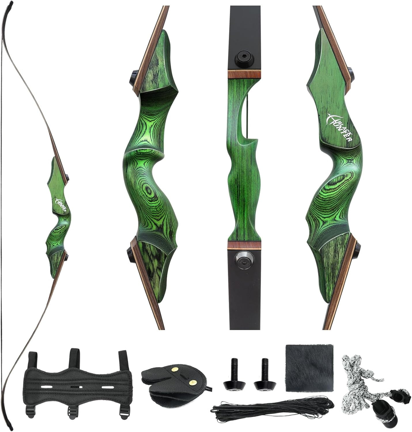 Black Hunter 60" Takedown Archery Recurve Bows for Adults Solid Wood ...
