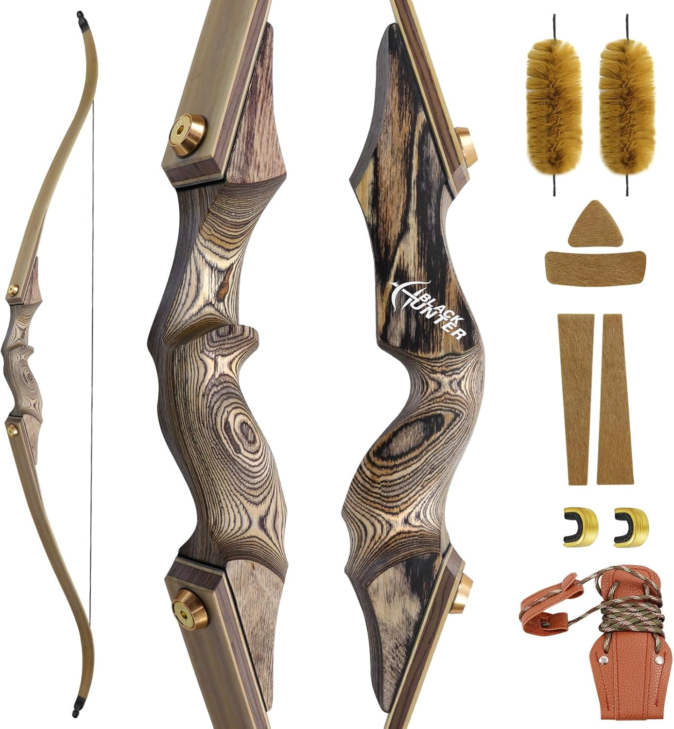 Black Hunter Bow 60 Inch Archery Takedown Recurve Bow 20-60 Lbs Right ...