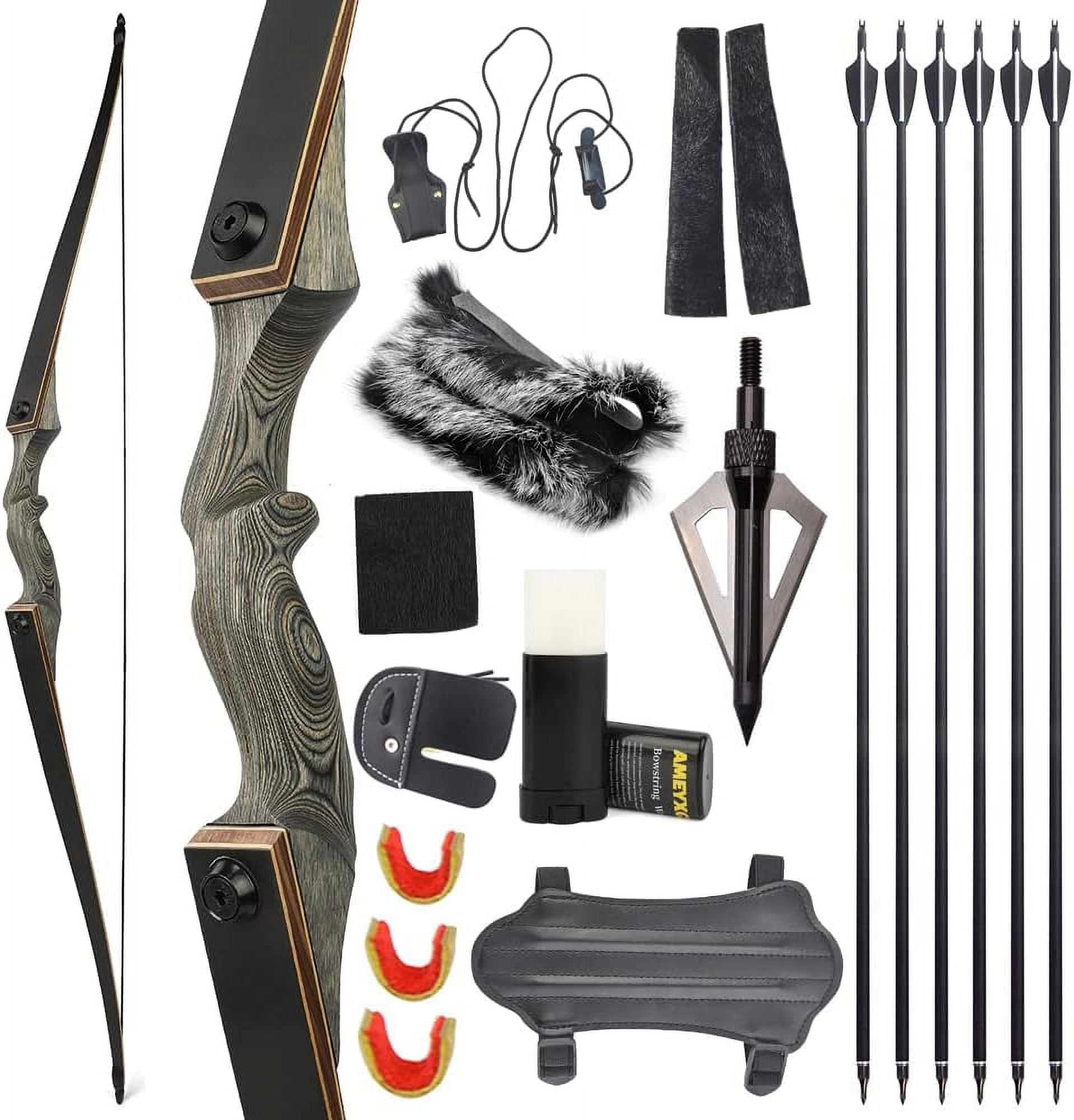 Black Hunter Takedown Longbow and Arrow Set American Hunting Longbow 60 ...