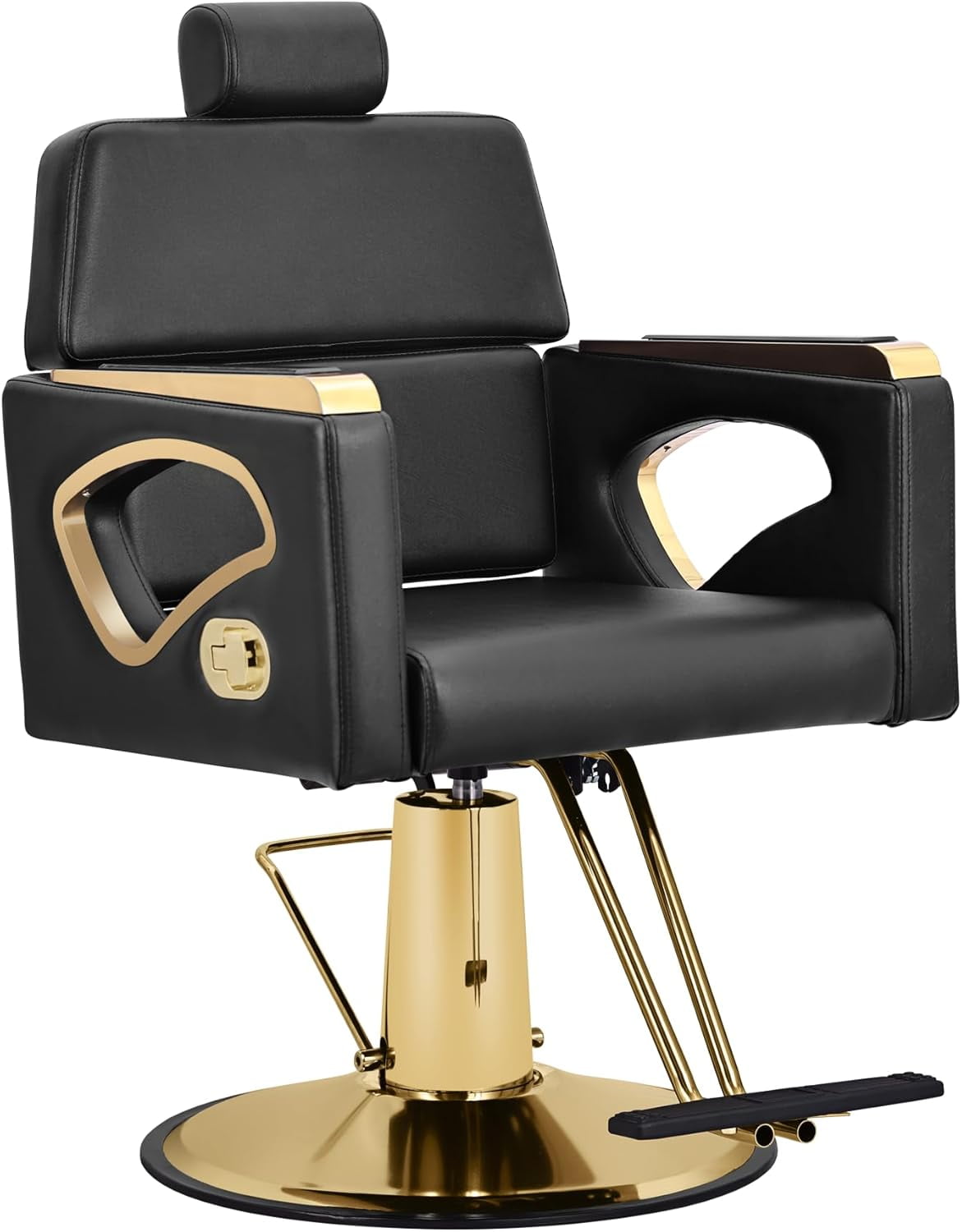 Black Hydraulic Barber Chair, Professional Reclining Salon Chair, 360 ...