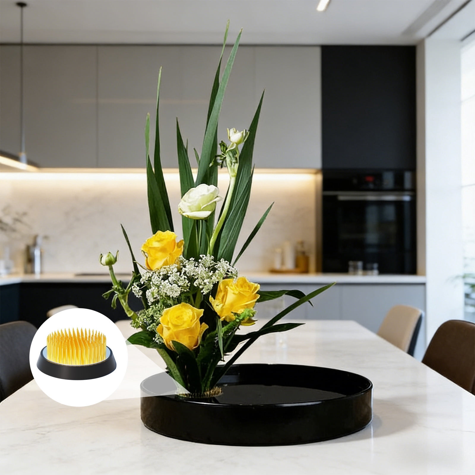 Black Hydroponic Vase Set with Straightening Tools, Flower Arrangement ...