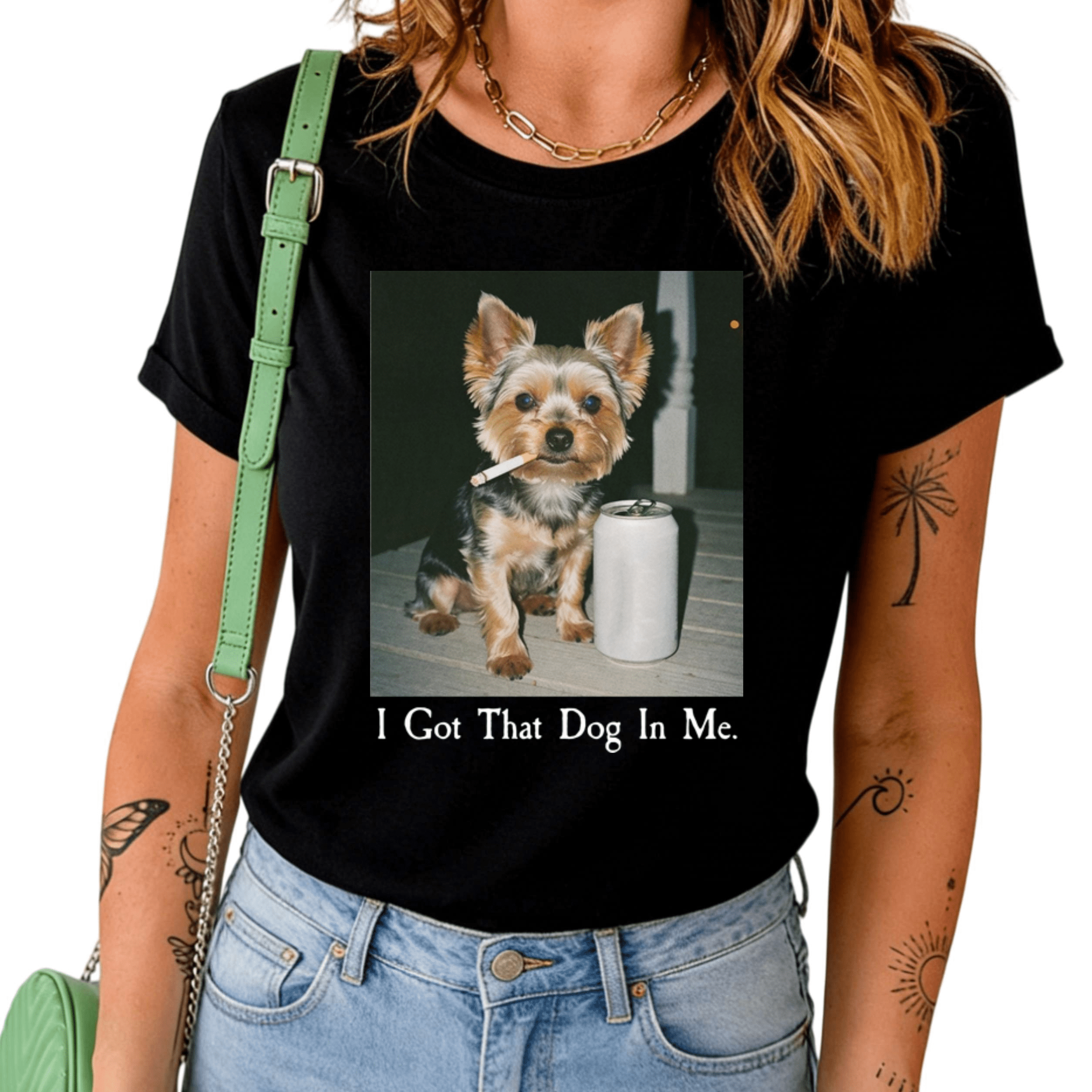 Black I Got That Dog In Me Funny Yorkshire Terrier Meme Graphic Print ...