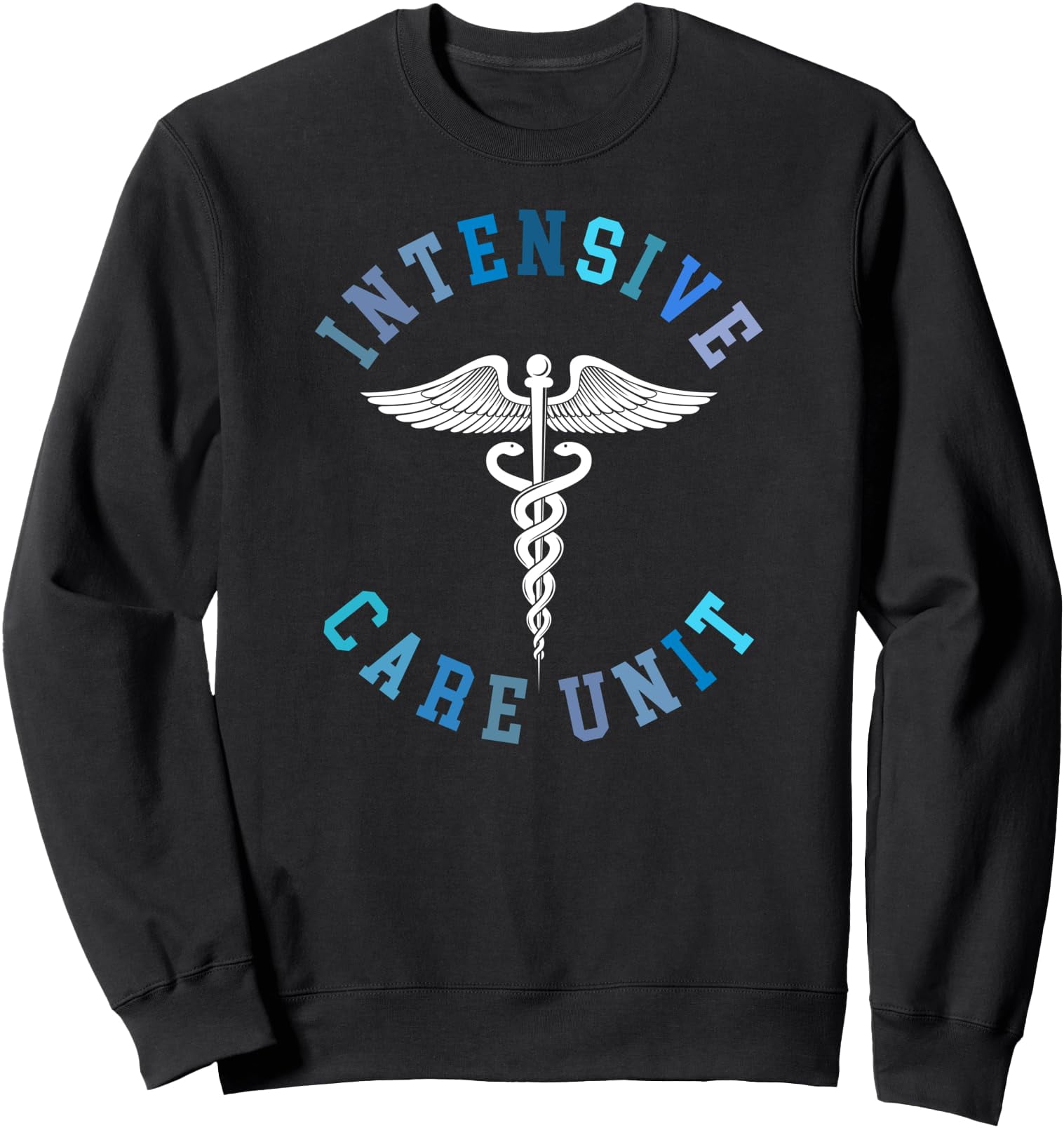 Black ICU Nurse Appreciation Sweatshirt with Medical Symbol for ...