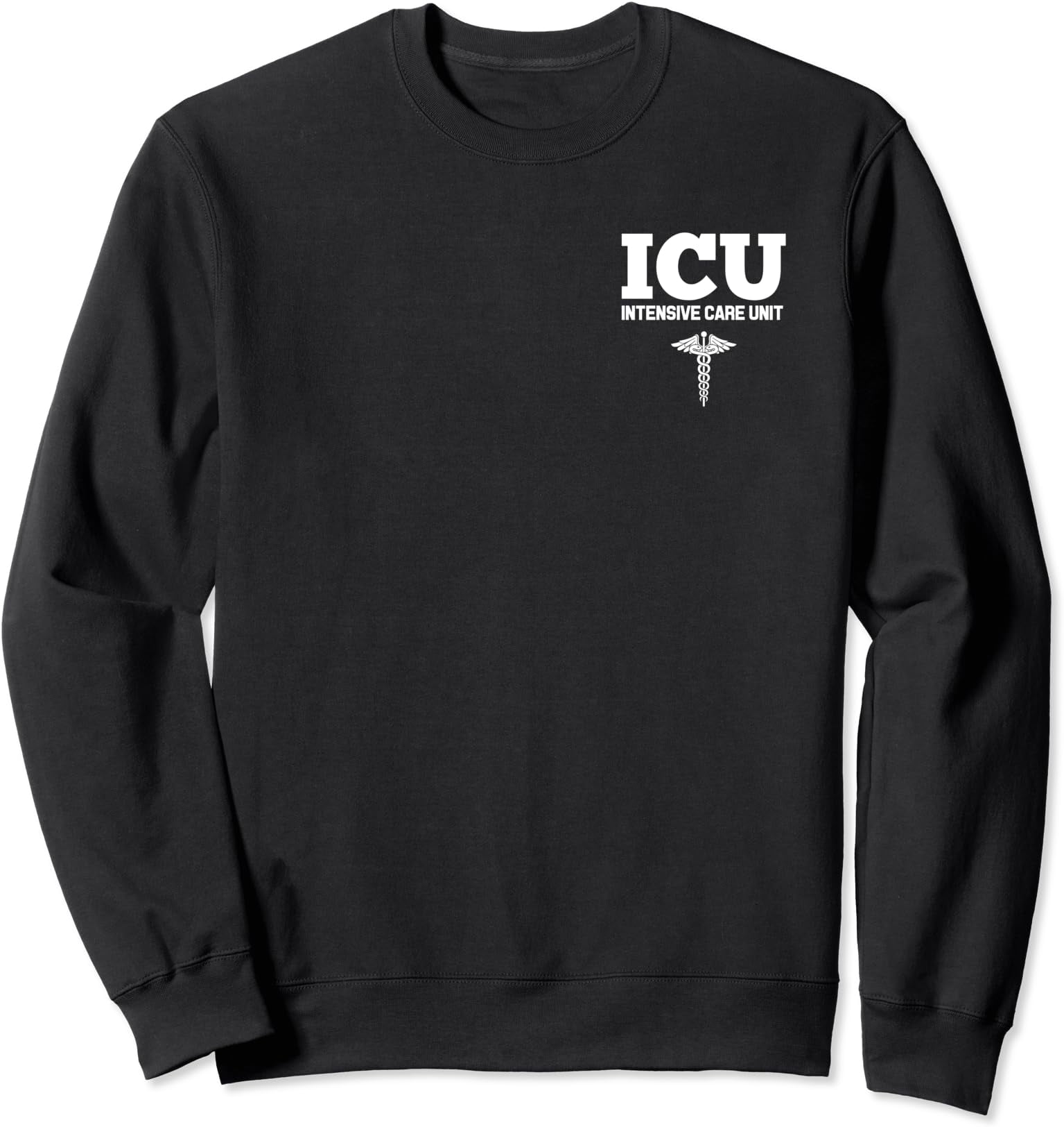 Black ICU Registered Nurse Sweatshirt with Medical Symbol for Comfort ...