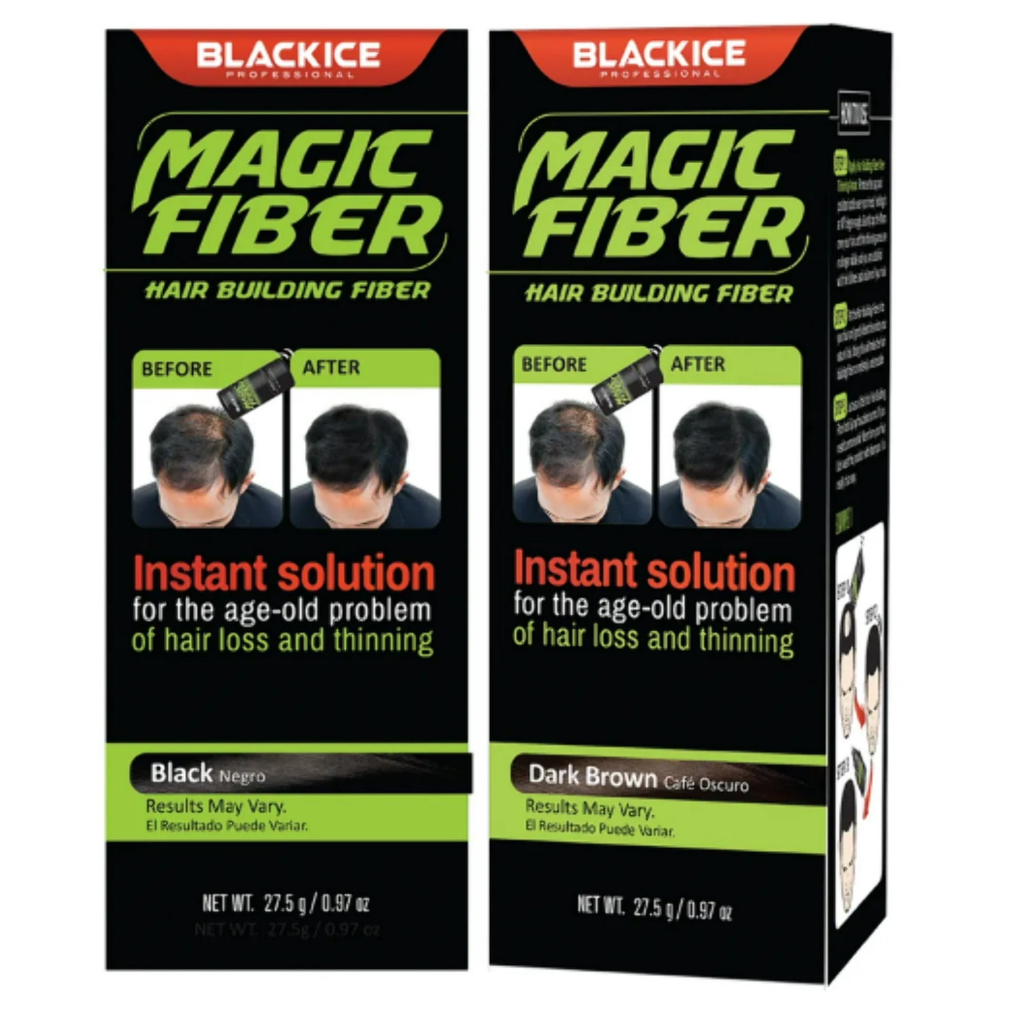 Black Ice Magic Hair Building Fibers Pack of 3 - Walmart.com