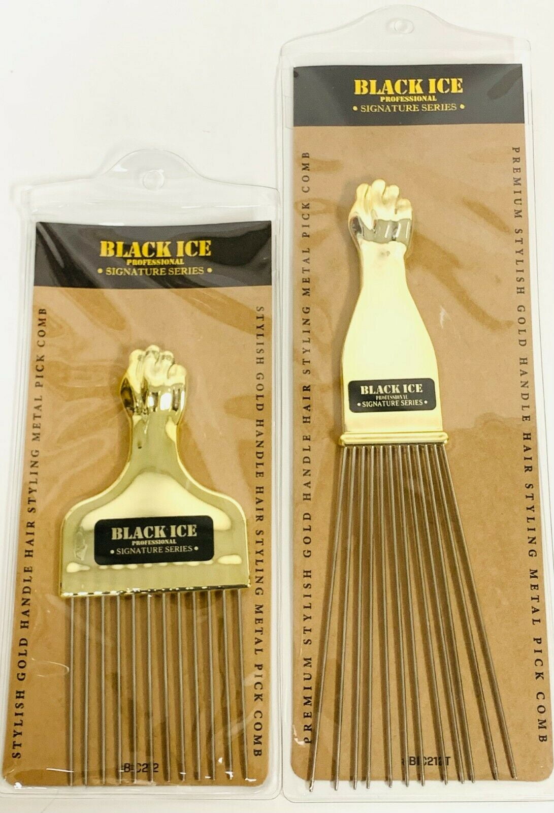 Black Ice Professional Signature Series Metal Pick Comb Gold Fist ...
