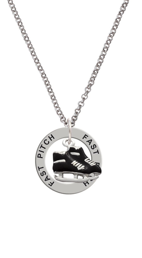 Black Ice Skates Fast Pitch Affirmation Ring Necklace - Walmart.com