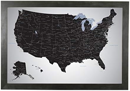 Black Ice USA - Rustic Black Framed Pin Map for Tracking Your Travels ...