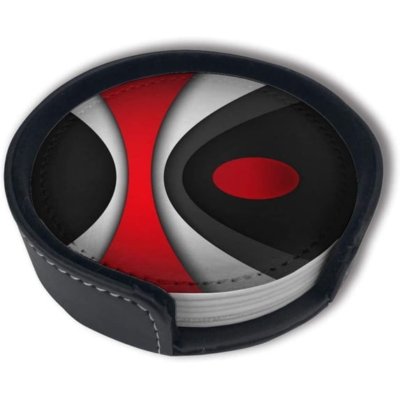 Black In Modern Abstract Red Drinks Coasters With Holder, Suitable For ...