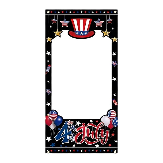 Black Independence Day Photo Frame With Hole-Cut Layout, Star-Stripe ...
