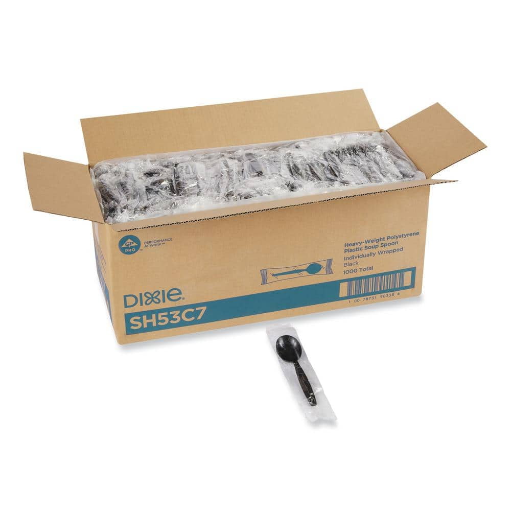 Black Individually Wrapped Disposable Polystyrene Utensils, Spoons ...