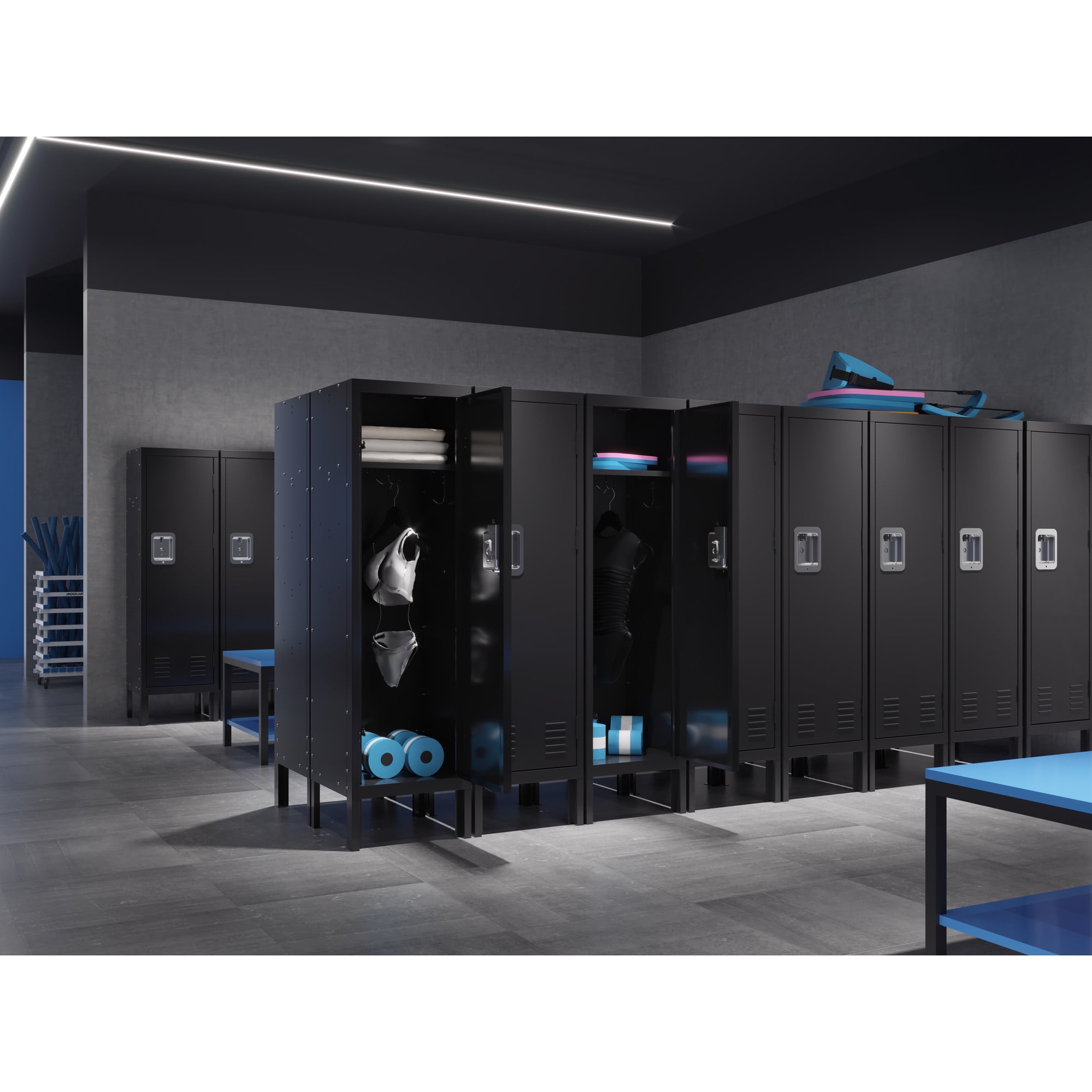 Black Industrial Metal Storage - 2 Compartment Locker With Ventilation ...