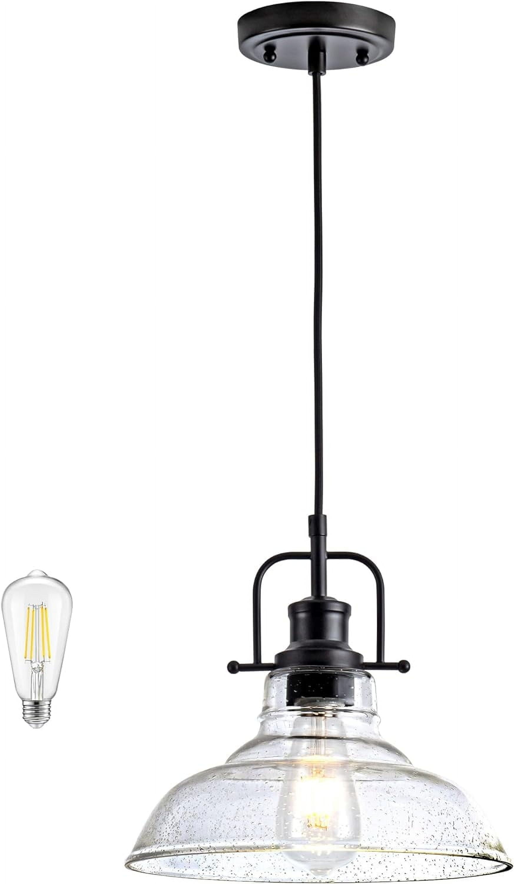 Black Industrial Pendant Light Farmhouse 1-Light with Adjustable Cord ...