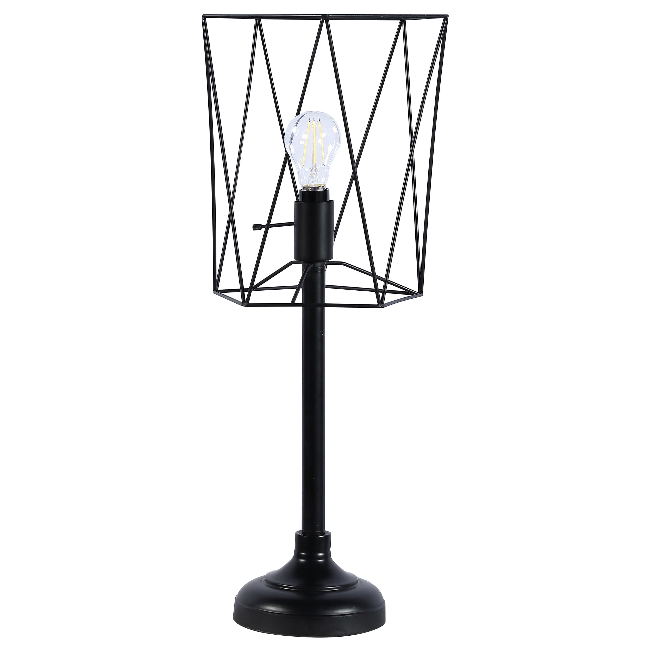 Black Industrial Table Lamp - Open Frame Torch Design with Metal Cage ...