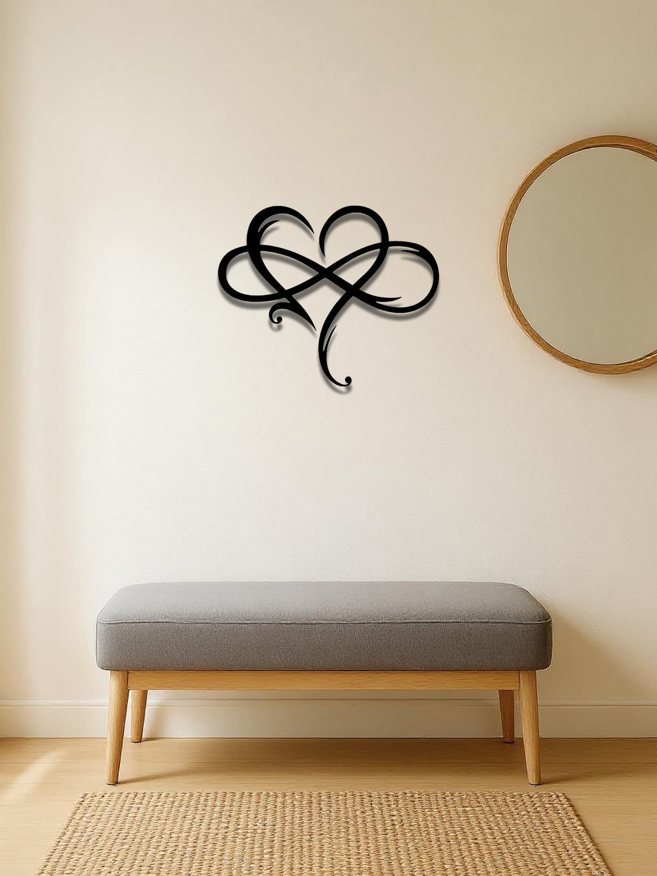 Black Infinity Heart Metal Wall Decor – Love Sign Plaque for Home ...