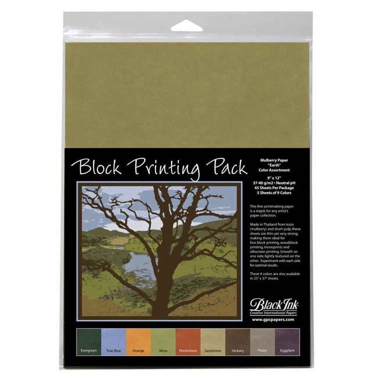 Black Ink 2005674 9 x 12 in. Block Printing Paper Pack, Earth Color ...
