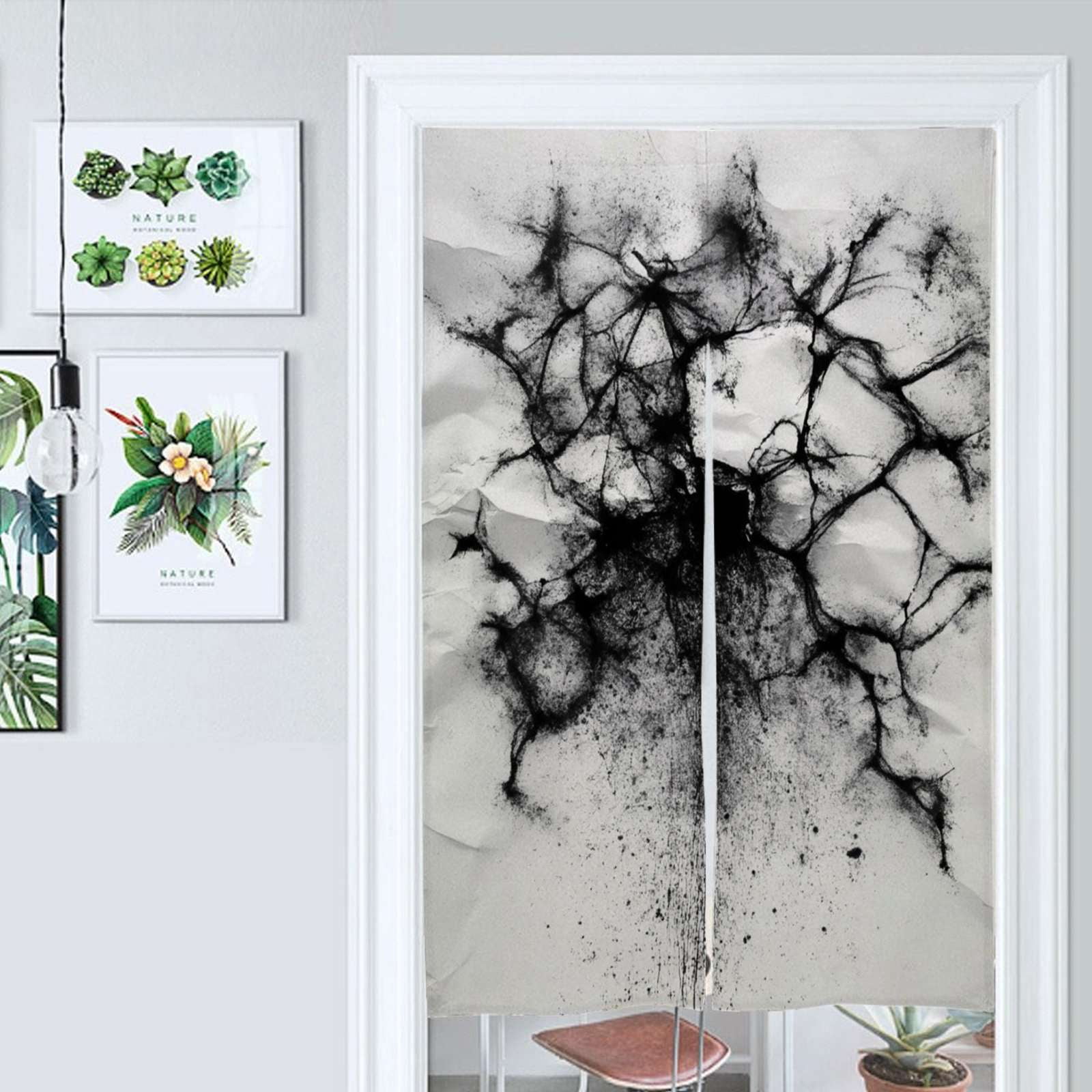 Black Ink Abstract Art Paper Door Curtain Nordic Living Room ...