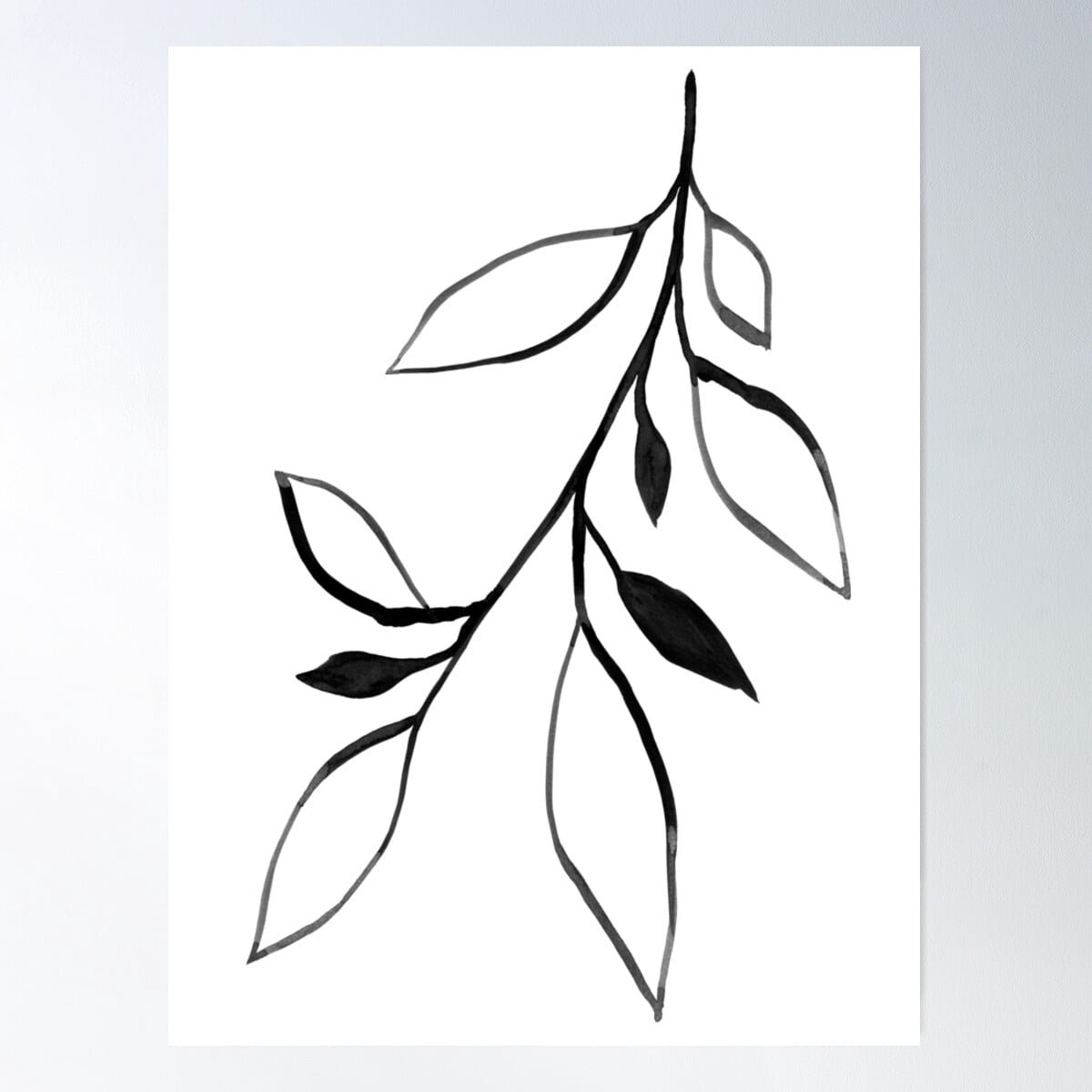 Black Ink Botanical Line Art - Plant 2 Poster Wall Art Modern Wall ...