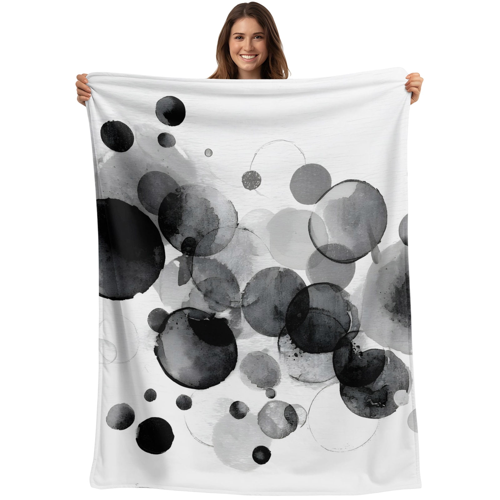Black Ink Painting Blanket Soft Cozy Warm Twin Blanket for Bed, Plush ...
