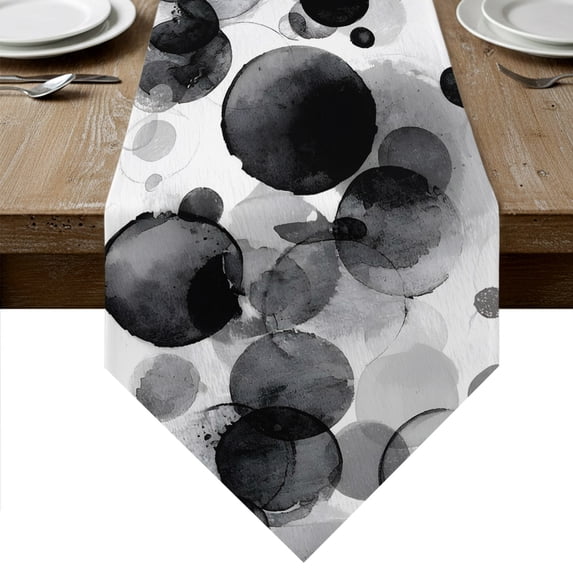 Black Ink Painting Table Runner Linen Burlap Table Runner 72 Inches ...