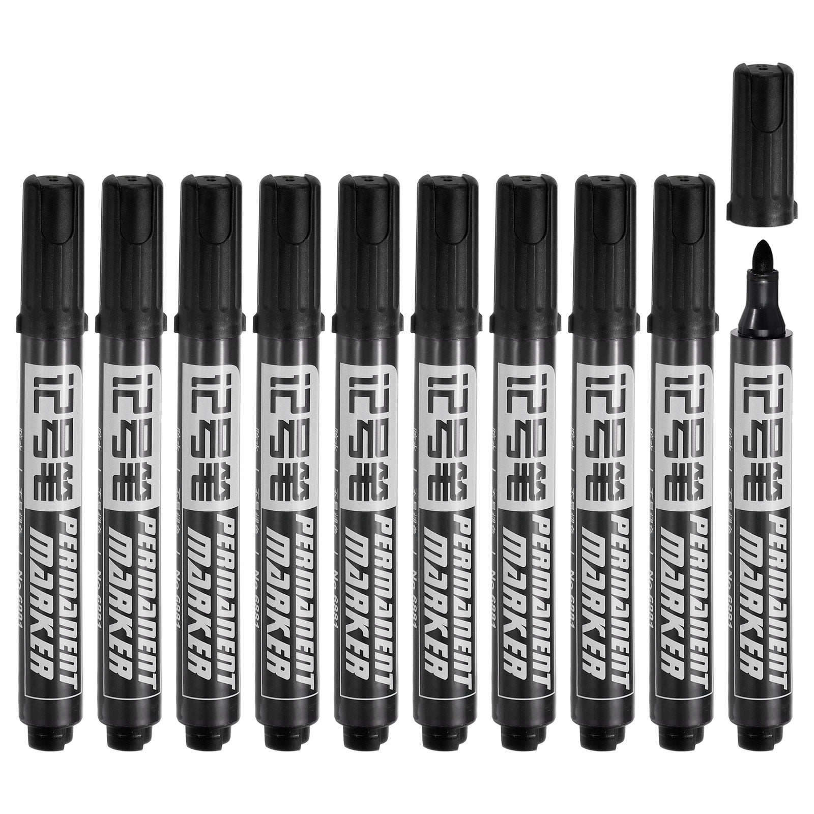 Black Ink Permanent Markers Medium Tip Oil Based Paint Pens, Black 10 ...